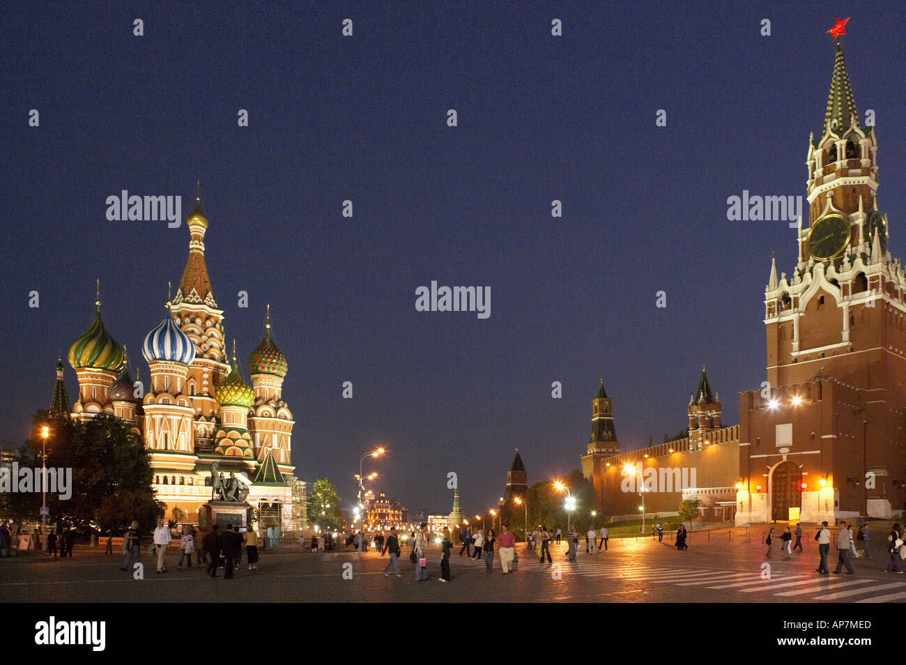 SUMMER EVENING IN RED SQUARE SHOWING KREMLIN WALL AND SAINT BASILS ...