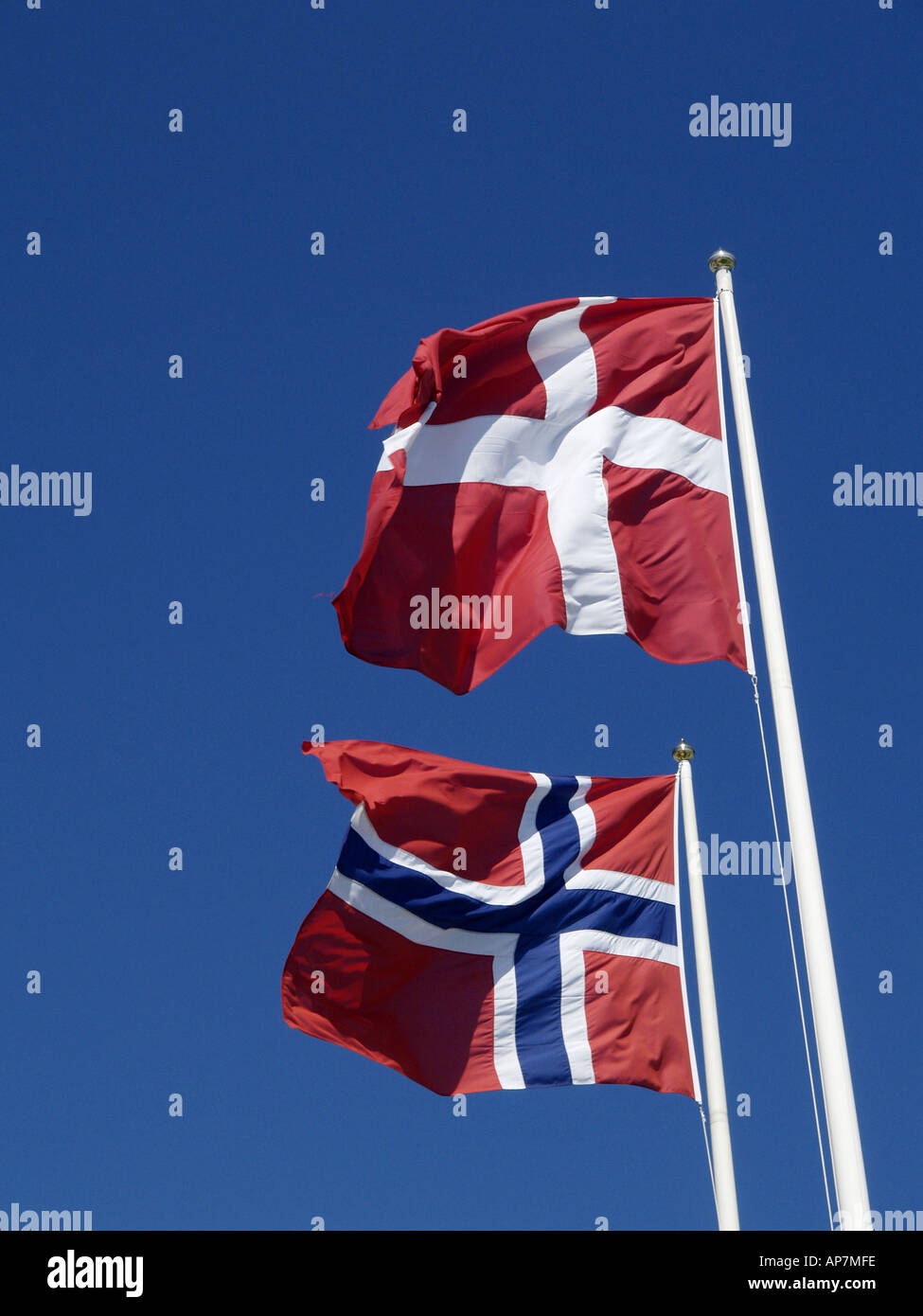flags of the nordic countries, Norway, Denmark Stock Photo - Alamy
