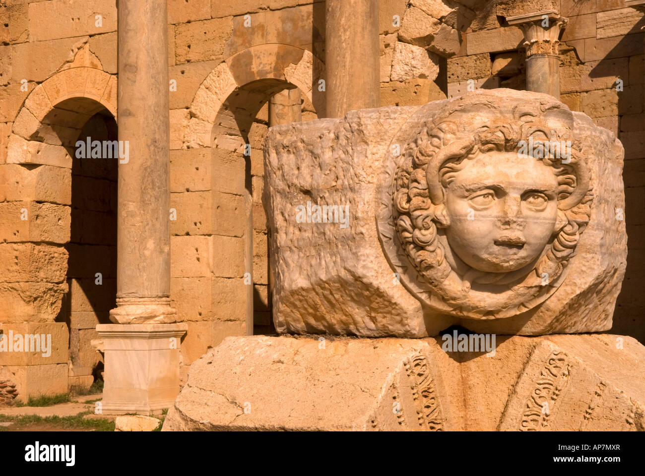 Medusa head Severan Forum Leptis Magna Libya Stock Photo - Alamy