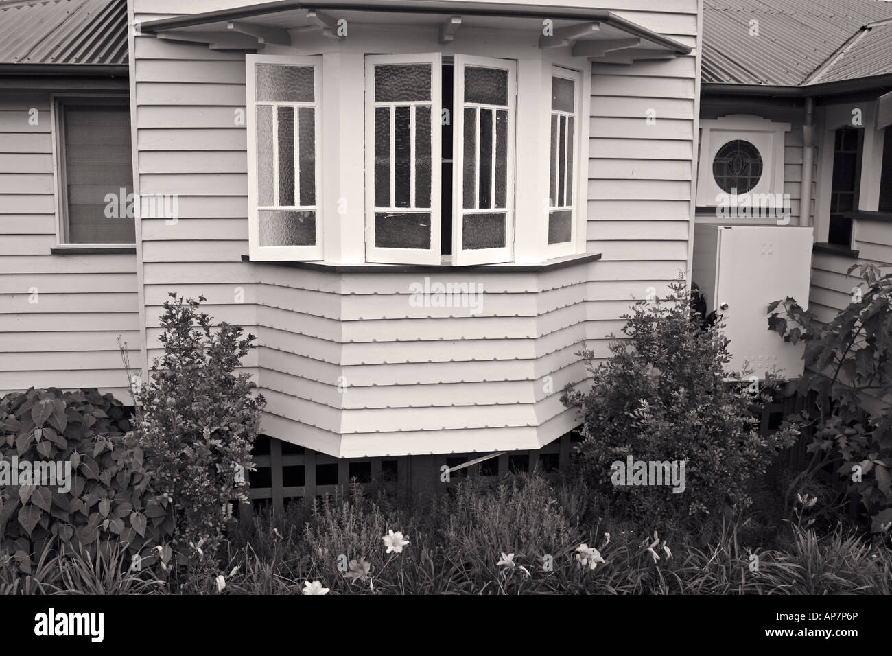 Aart deco bay window in a home, Maleny, Sunshine Coast, Queensland ...