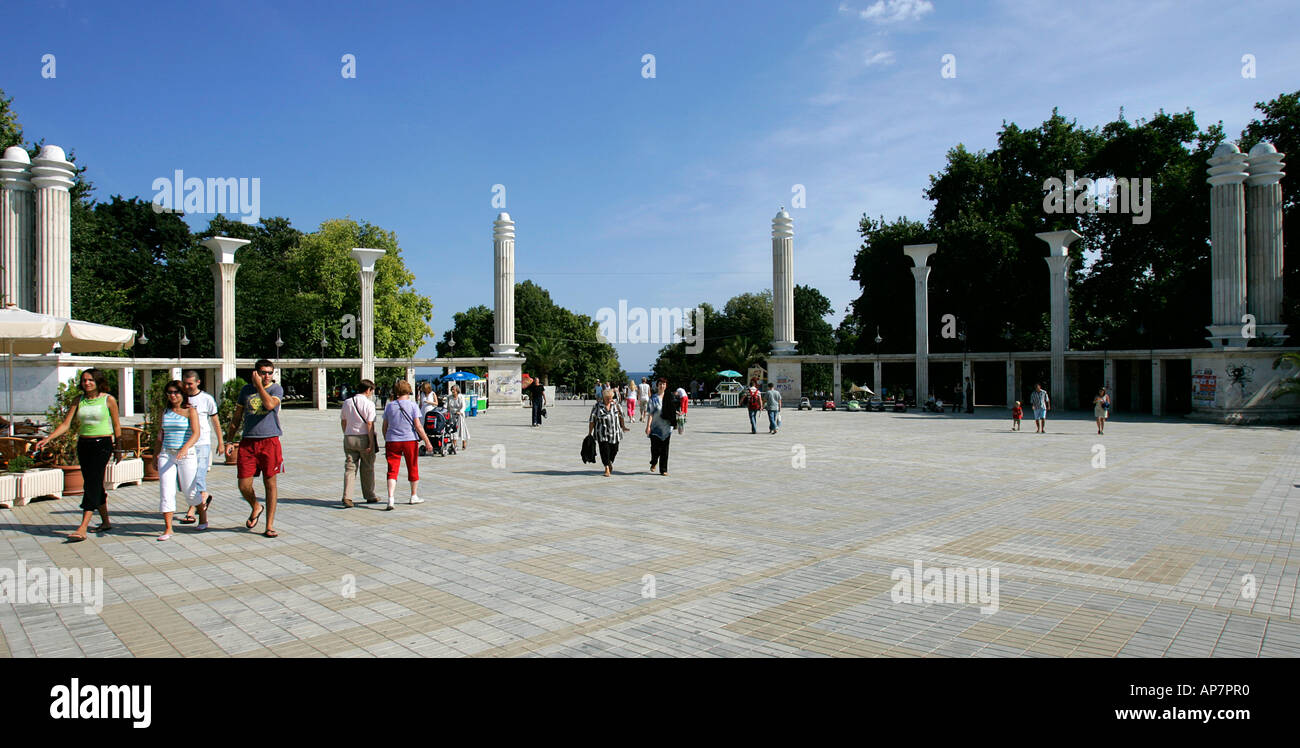 Varna city centre urban busy town people walk pedestrian zone holidays ...