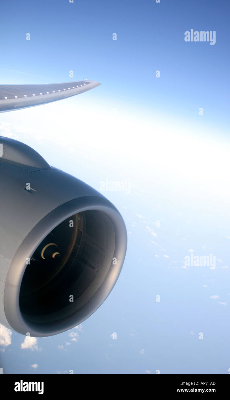 Plane engine and wing aircraft Stock Photo - Alamy