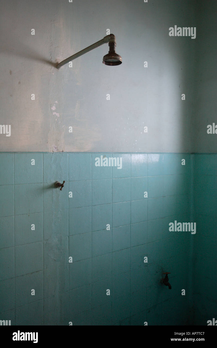 Old shower with blue tiles hi-res stock photography and images - Alamy