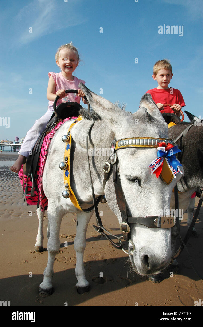 kids donkey riding in blackpool Stock Photo - Alamy