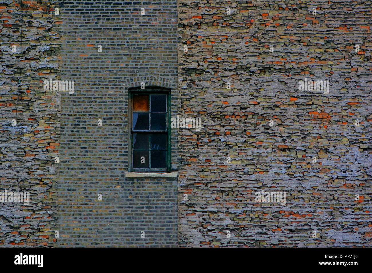 a window in an old brickwall building in chicago downtown chicago ...