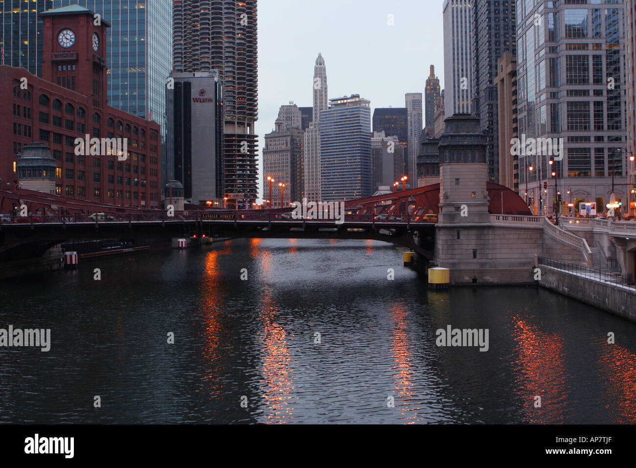 la salle street bridge over chicago river in downtown chicago illinois ...