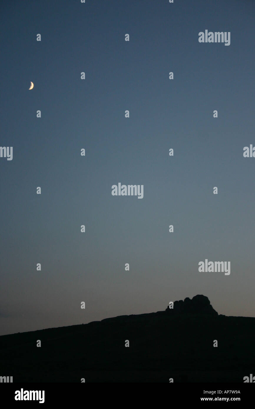 Moon above Haytor, Devon Stock Photo - Alamy