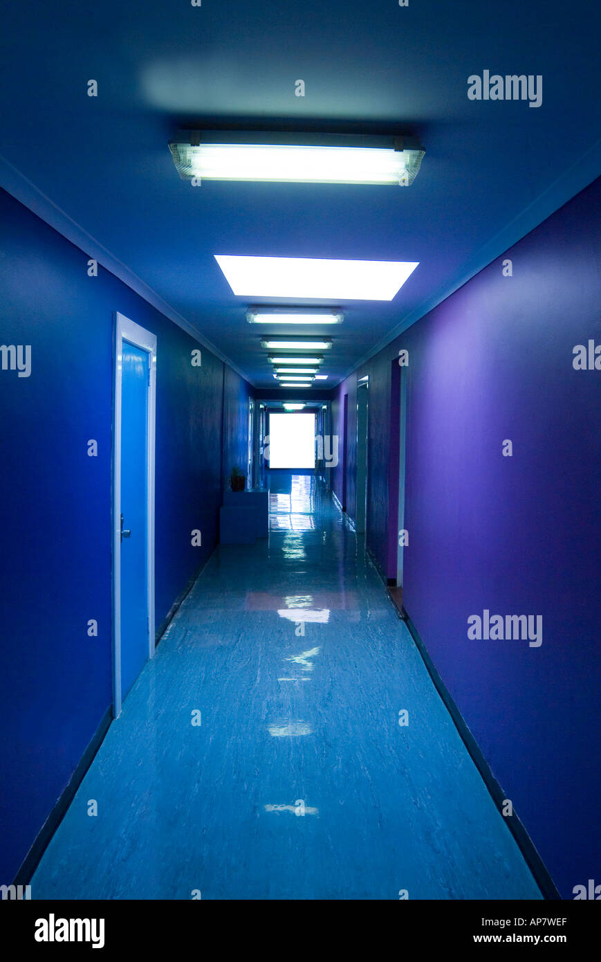 Mysterious blue hallway terminating in a void Stock Photo - Alamy