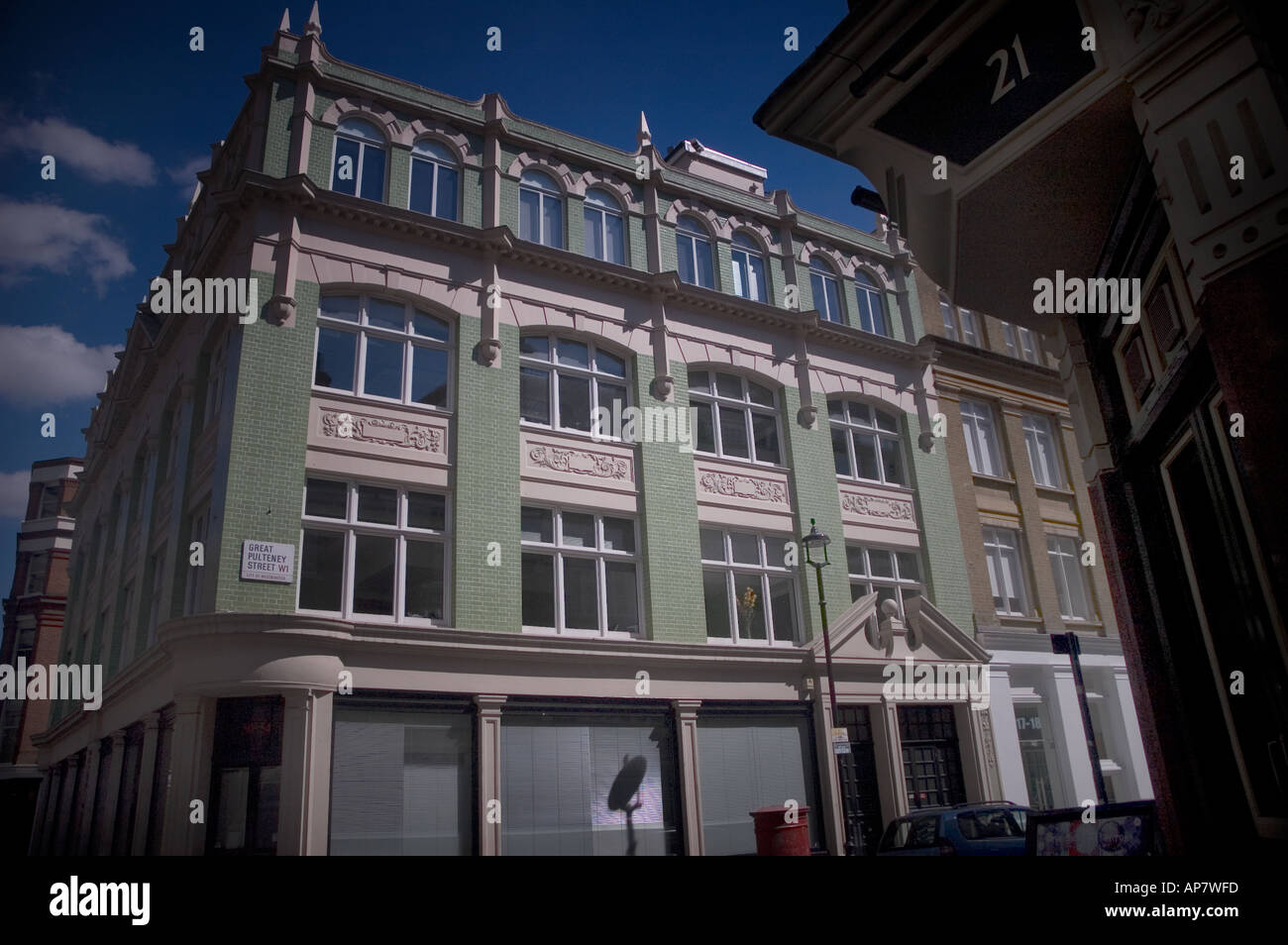 Facade of an historic building, Beak Street, Soho, London, England ...