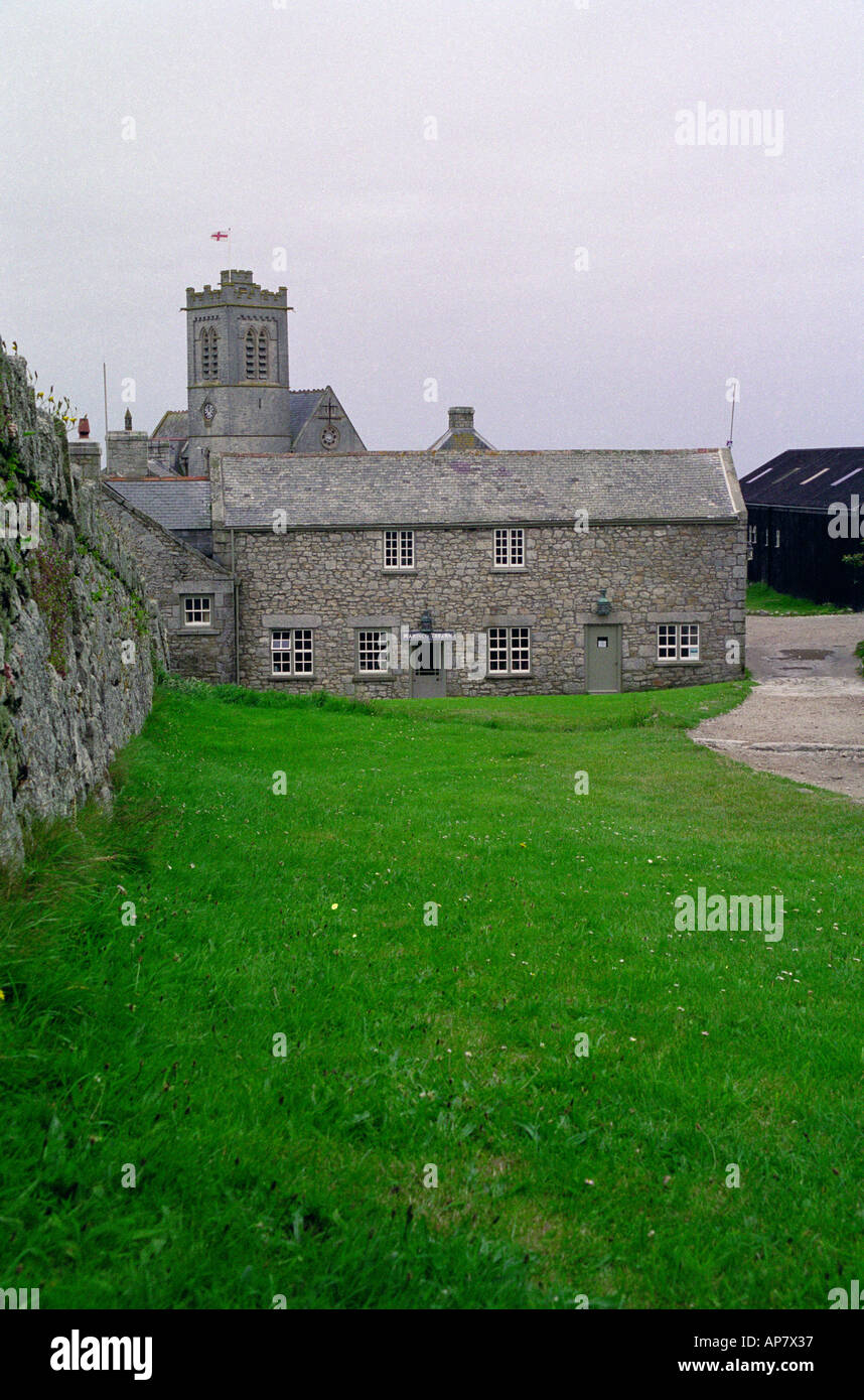 Marisco Tavern and church on Lundy Island England Stock Photo - Alamy