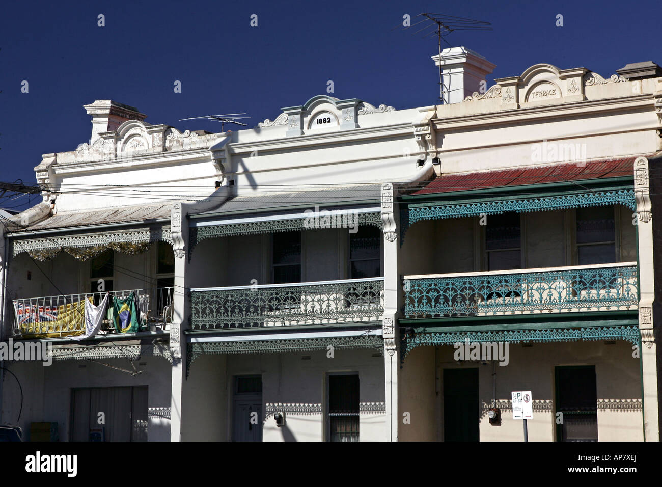 Terraced victorian buildings Victoria suburb, Melbourne, Australia ...