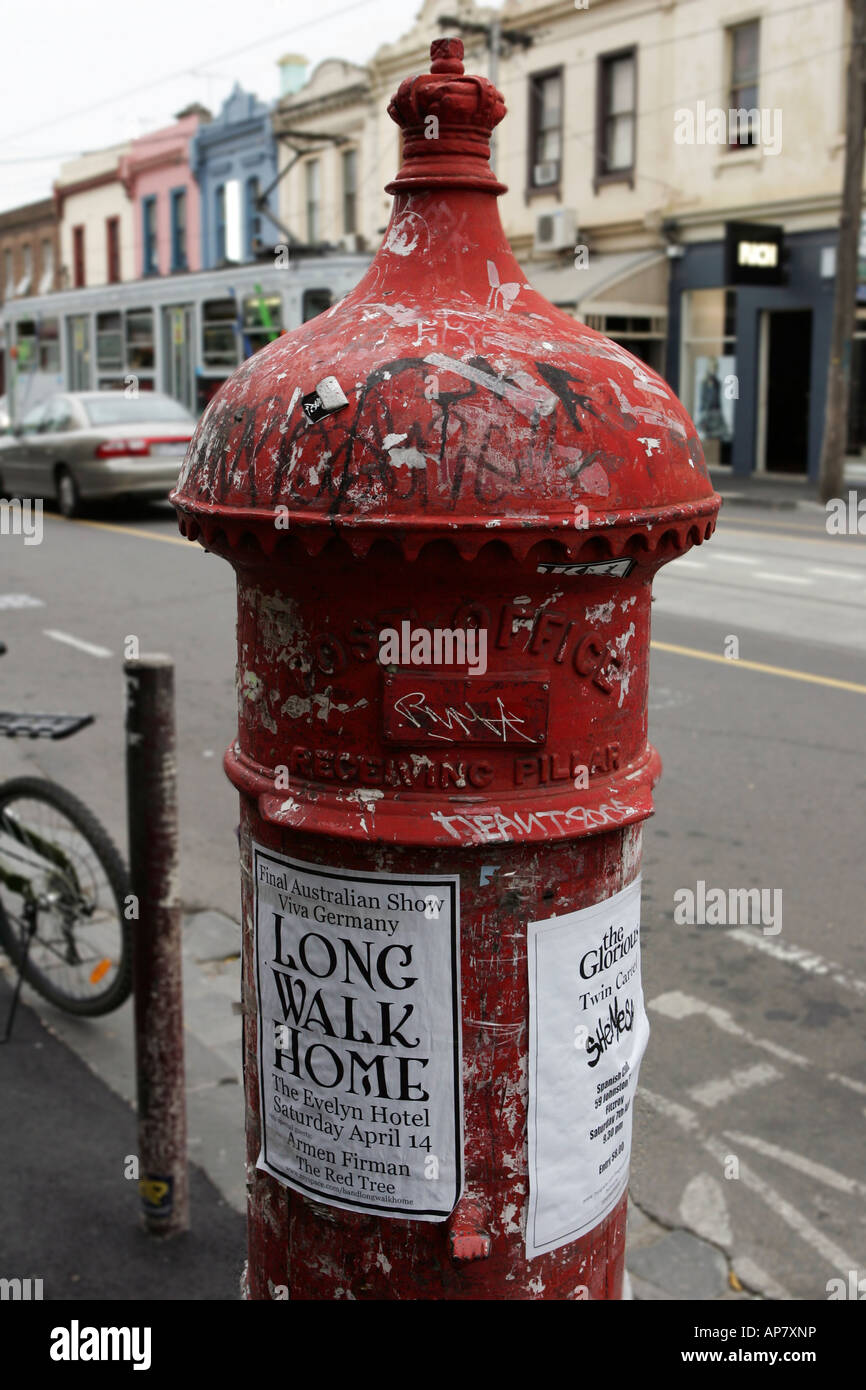 Red Victorian post box, Fitzroy district, Victoria suburb, Melbourne ...