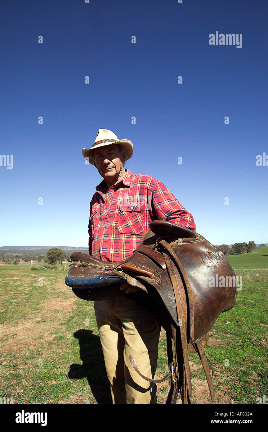 Australian sheep farmer in the Outback Stock Photo - Alamy