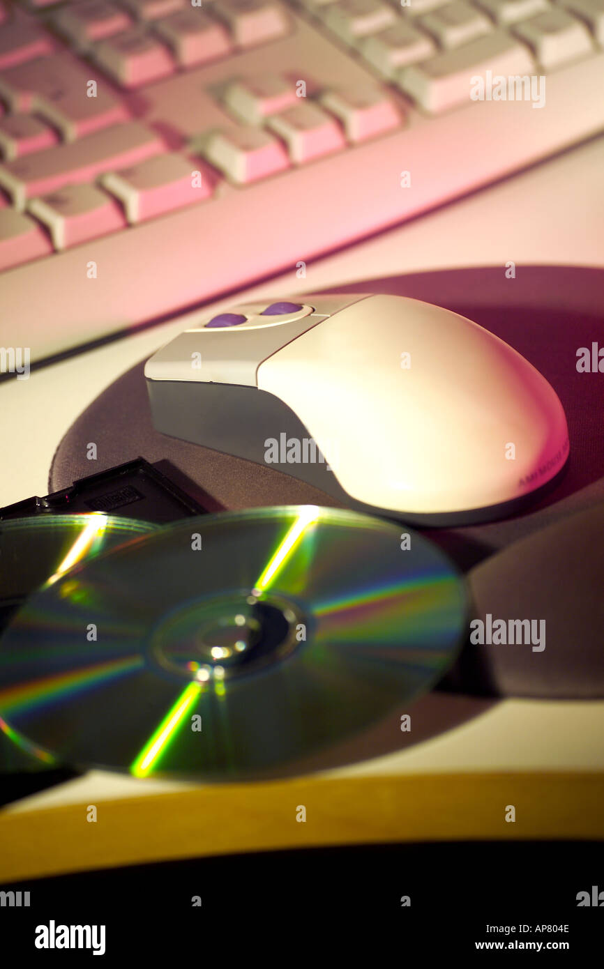 Computer Mouse and Keyboard and CDs Stock Photo - Alamy