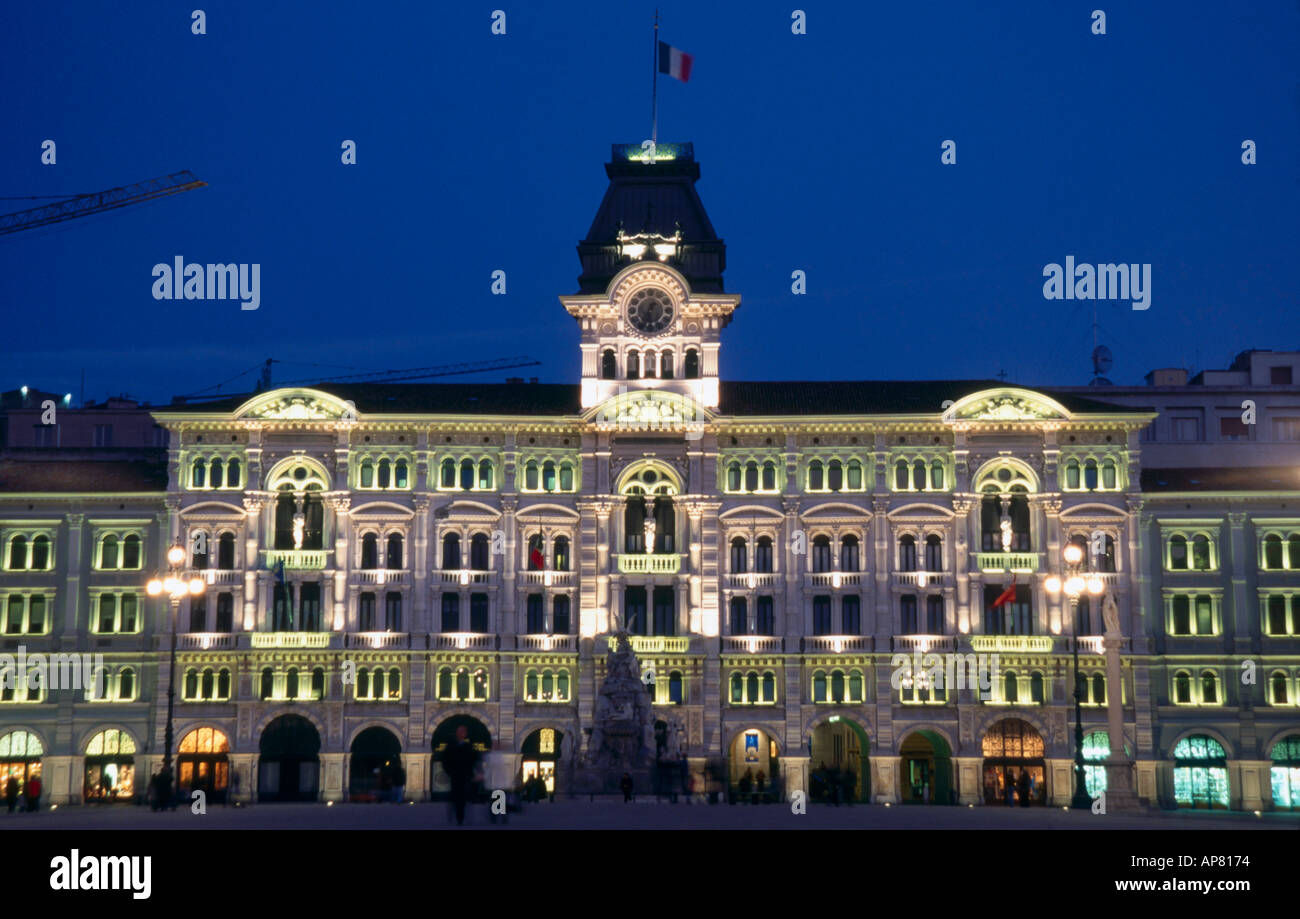 Facade of castle illuminated at night, Italy, Europe Stock Photo - Alamy