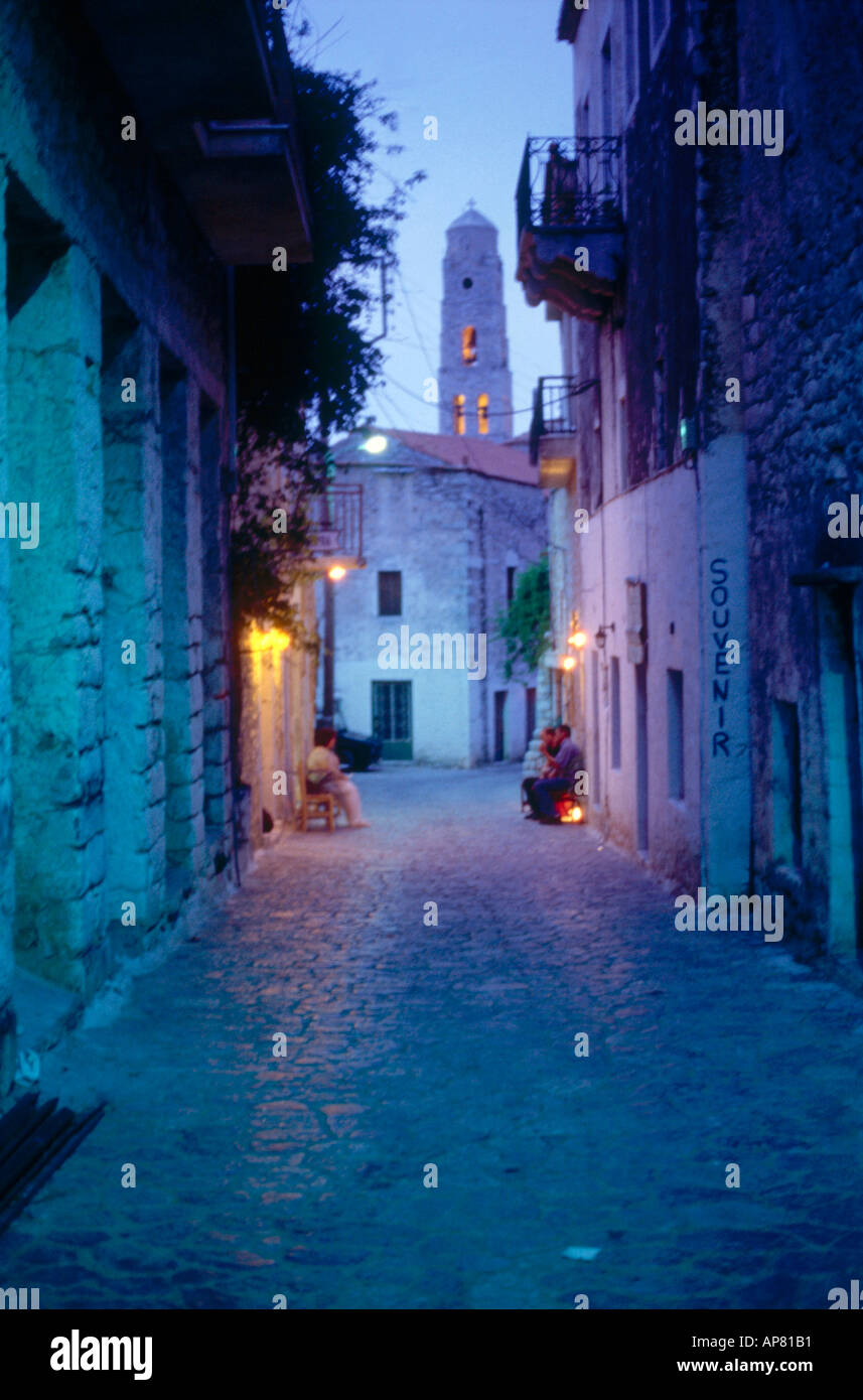 Buildings along street areopoli mani hi-res stock photography and ...