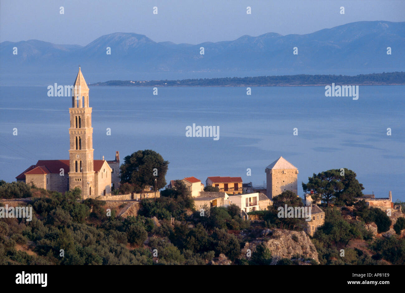 Church on a hill overlooking the sea, Igrane, Croatia Stock Photo - Alamy