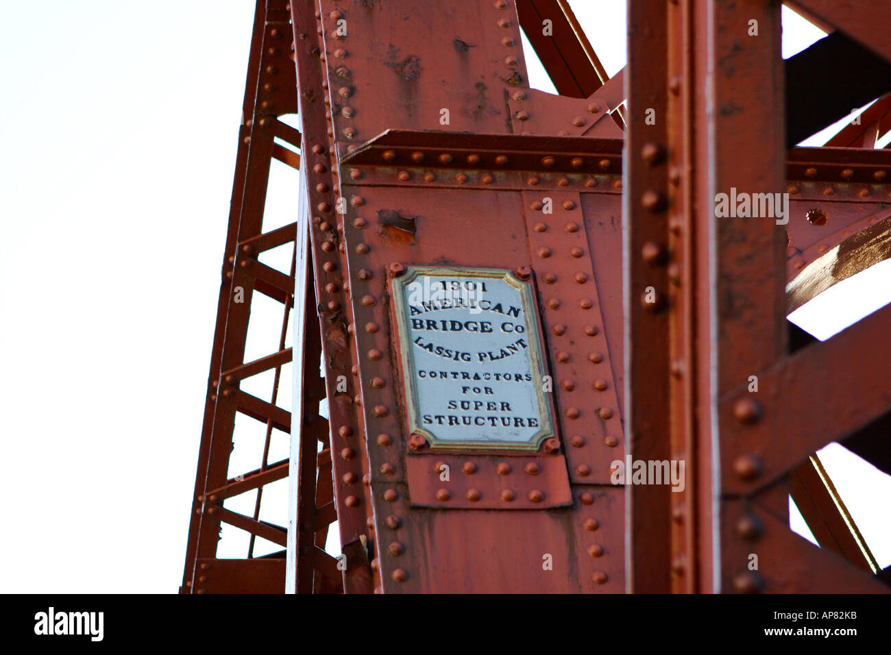 close up of a part of a century old iron draw bridge with a 1901 ...