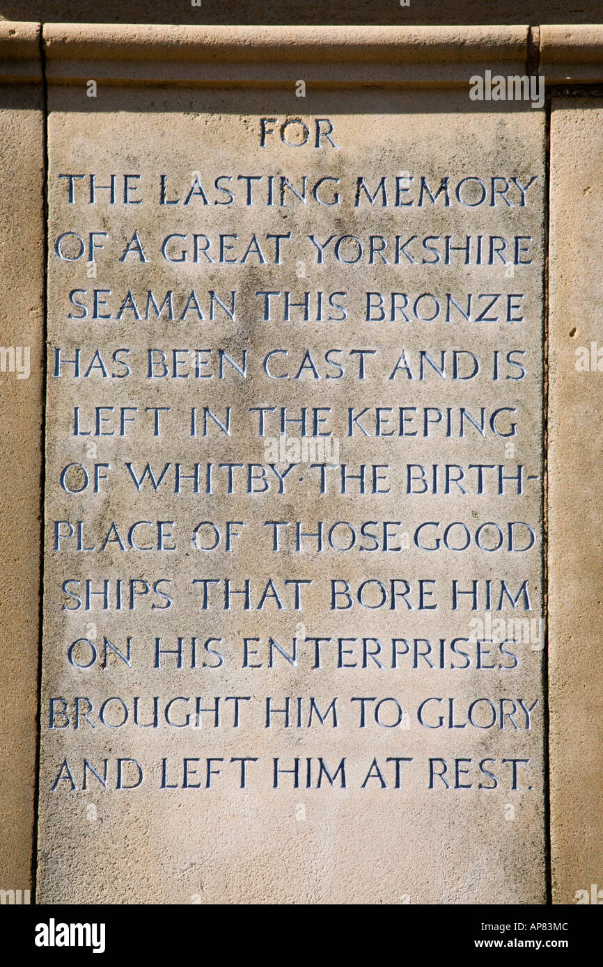 Dedication on the Plinth of the Captain Cook Statue Whitby North ...