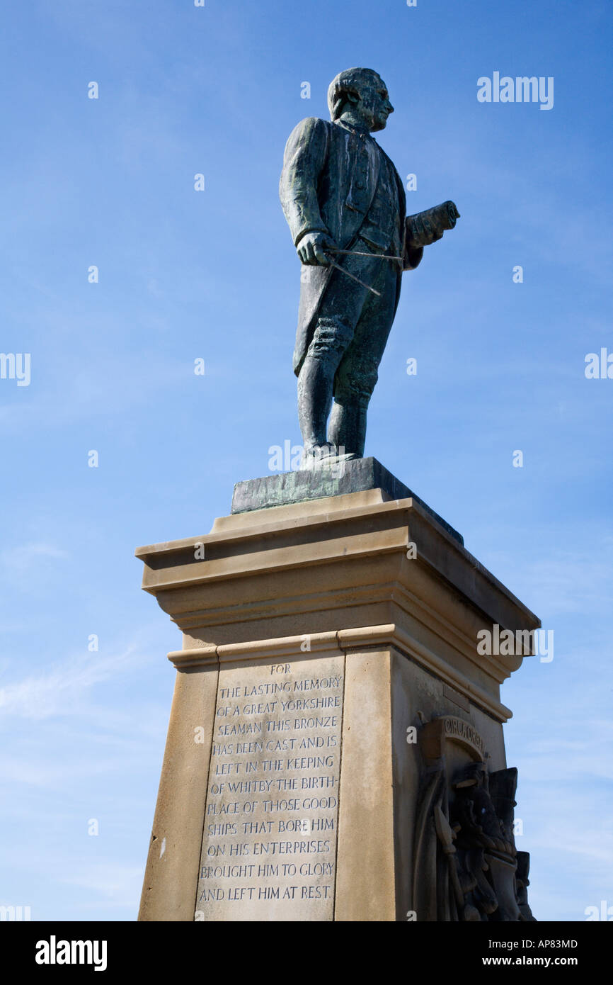 Captain Cook Memorial Statue Whitby North Yorkshire England Stock Photo ...