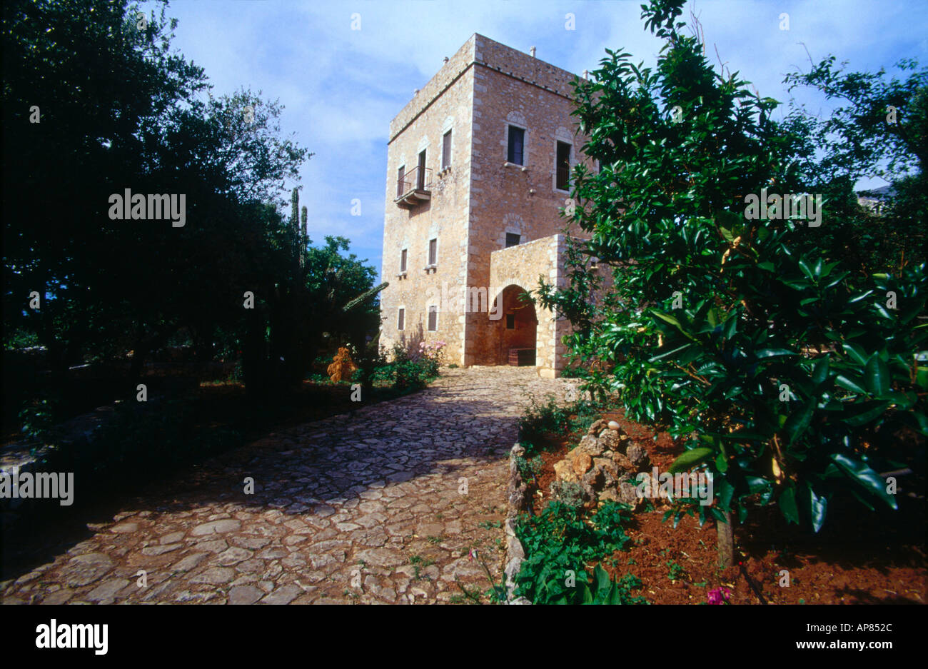 Low angle view of building, Areopoli, Mani, Peninsula, Europe Stock ...