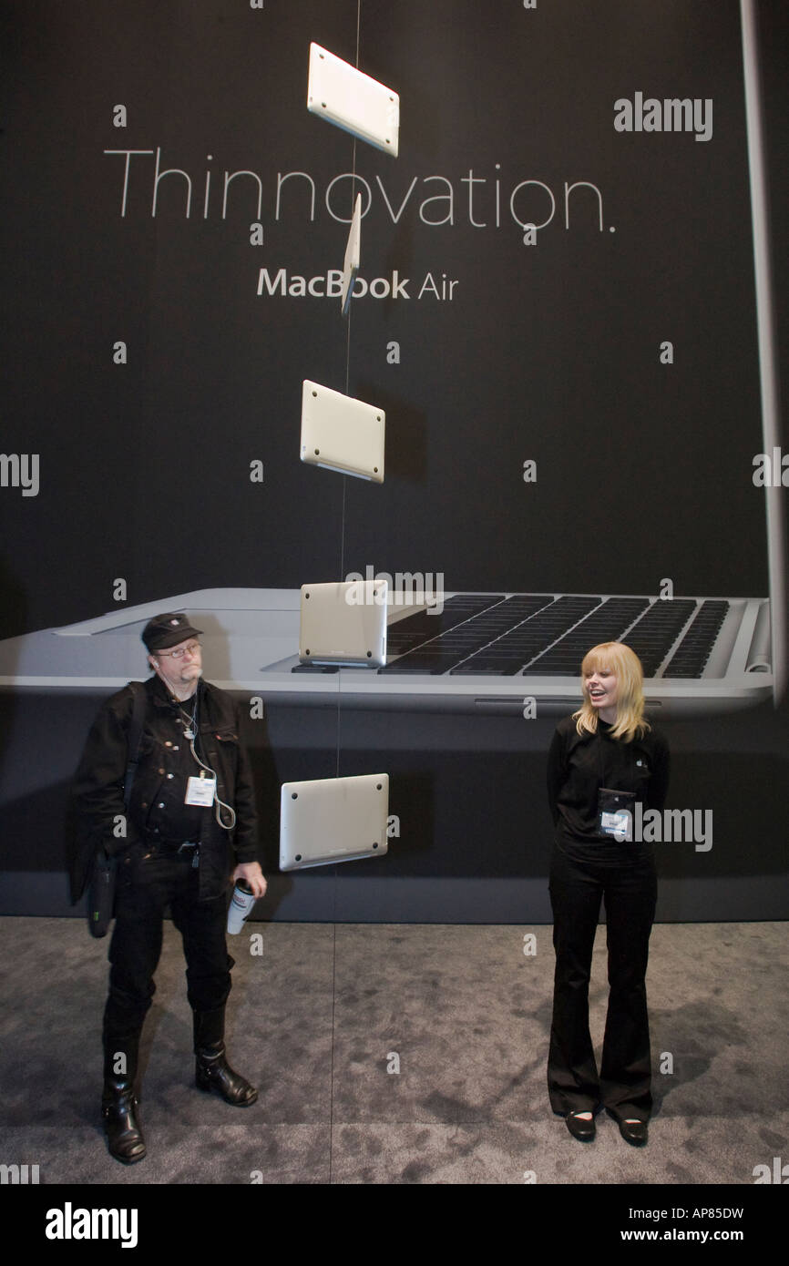 A Macworld attendee takes a closer look at the MacBook Air display ...