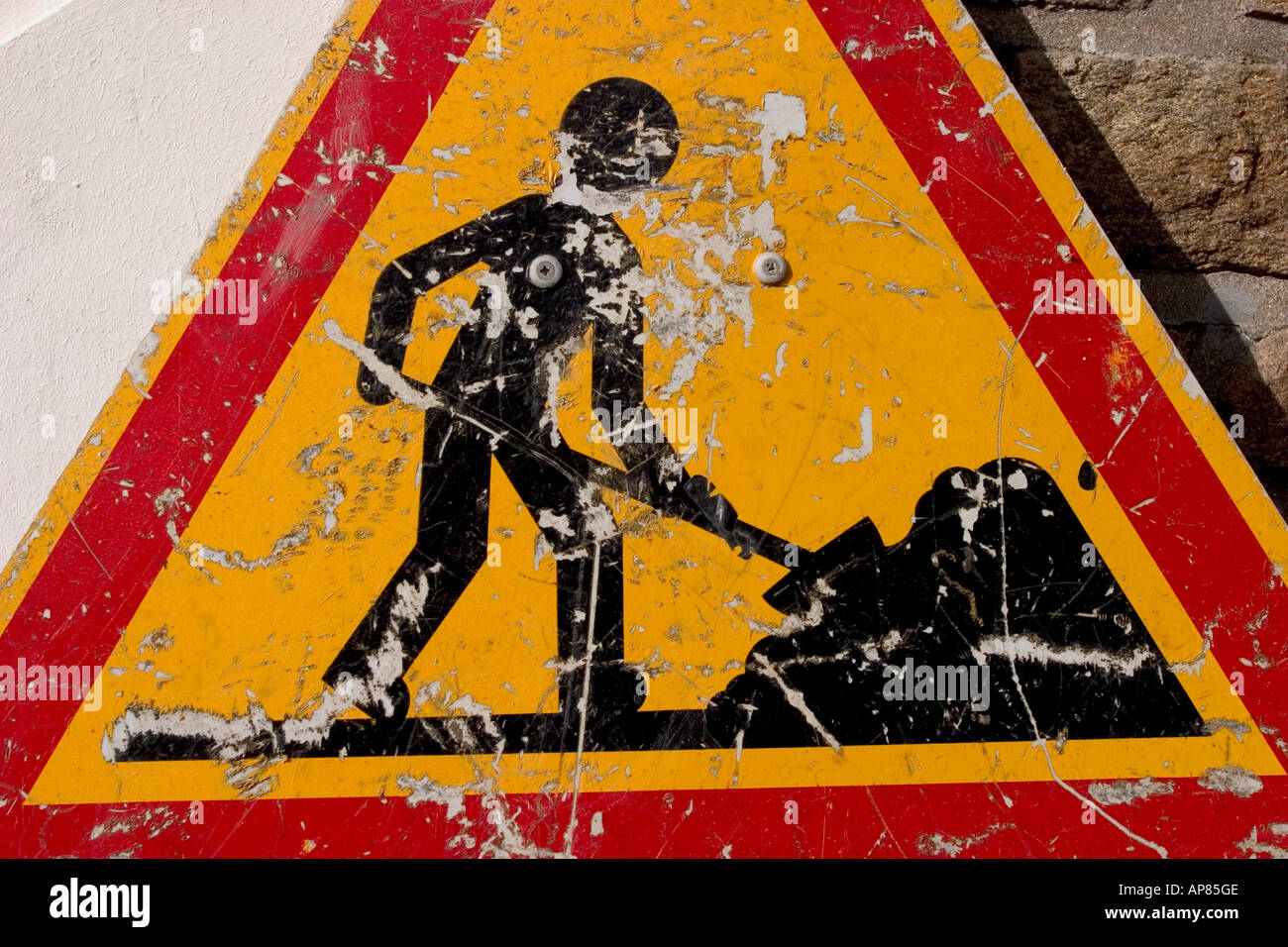 outside road work sign Stock Photo - Alamy