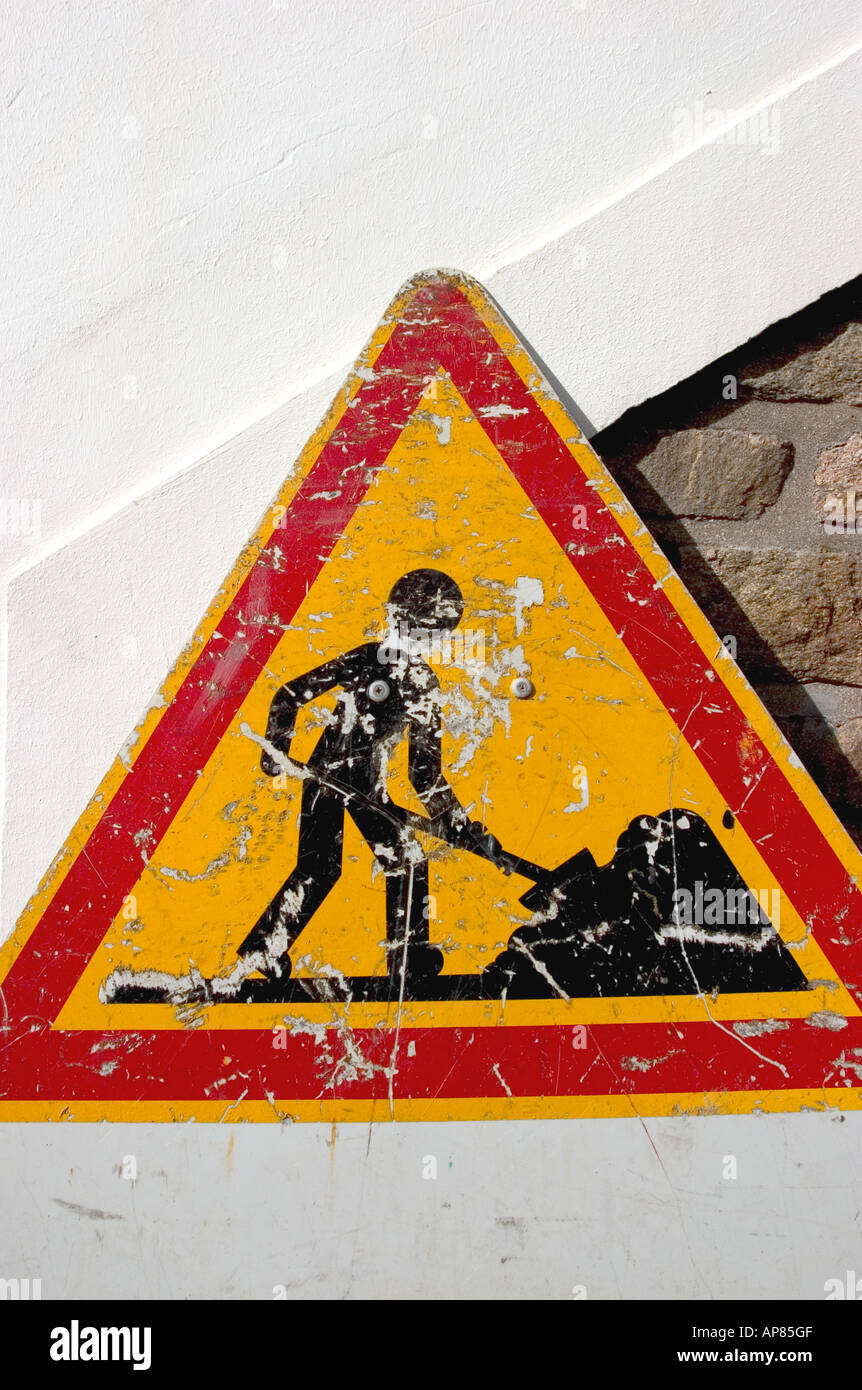 outside road work sign Stock Photo - Alamy