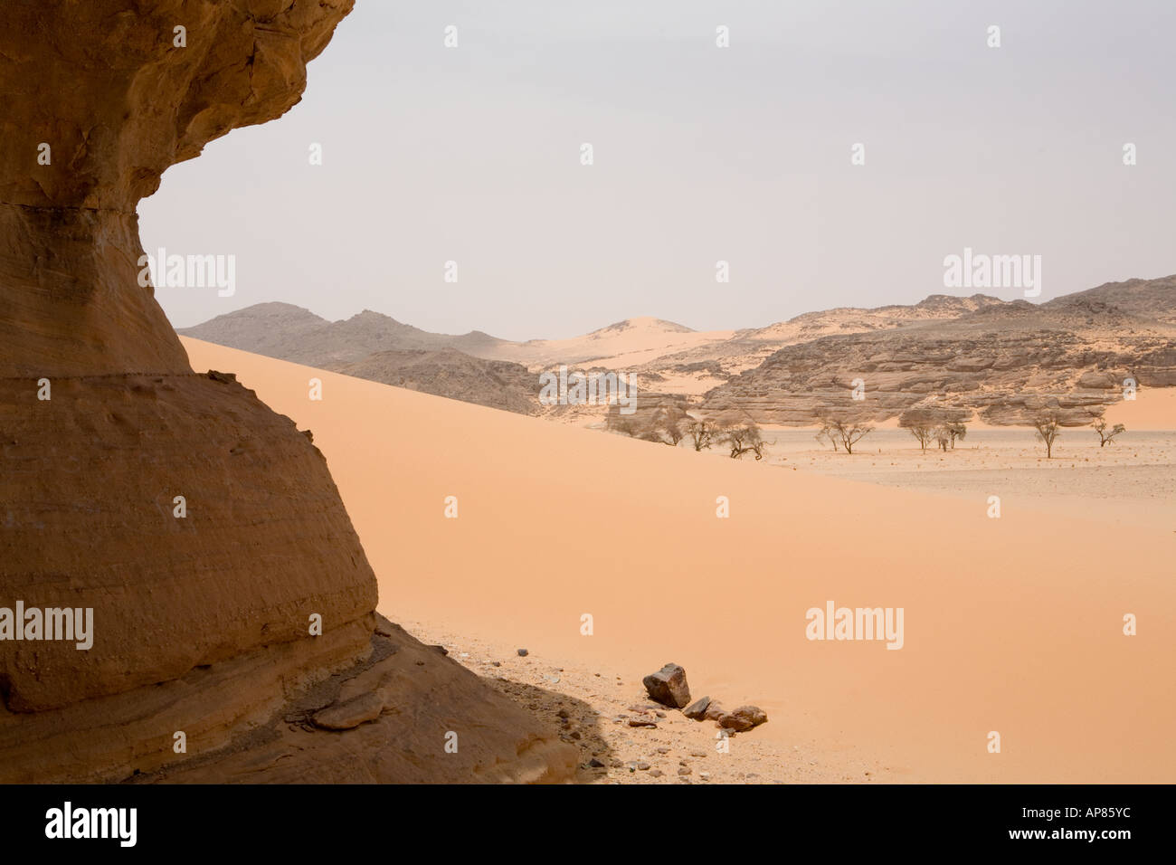 View across Karkhur Talh from small cave, Uweinat, Egypt Stock Photo ...