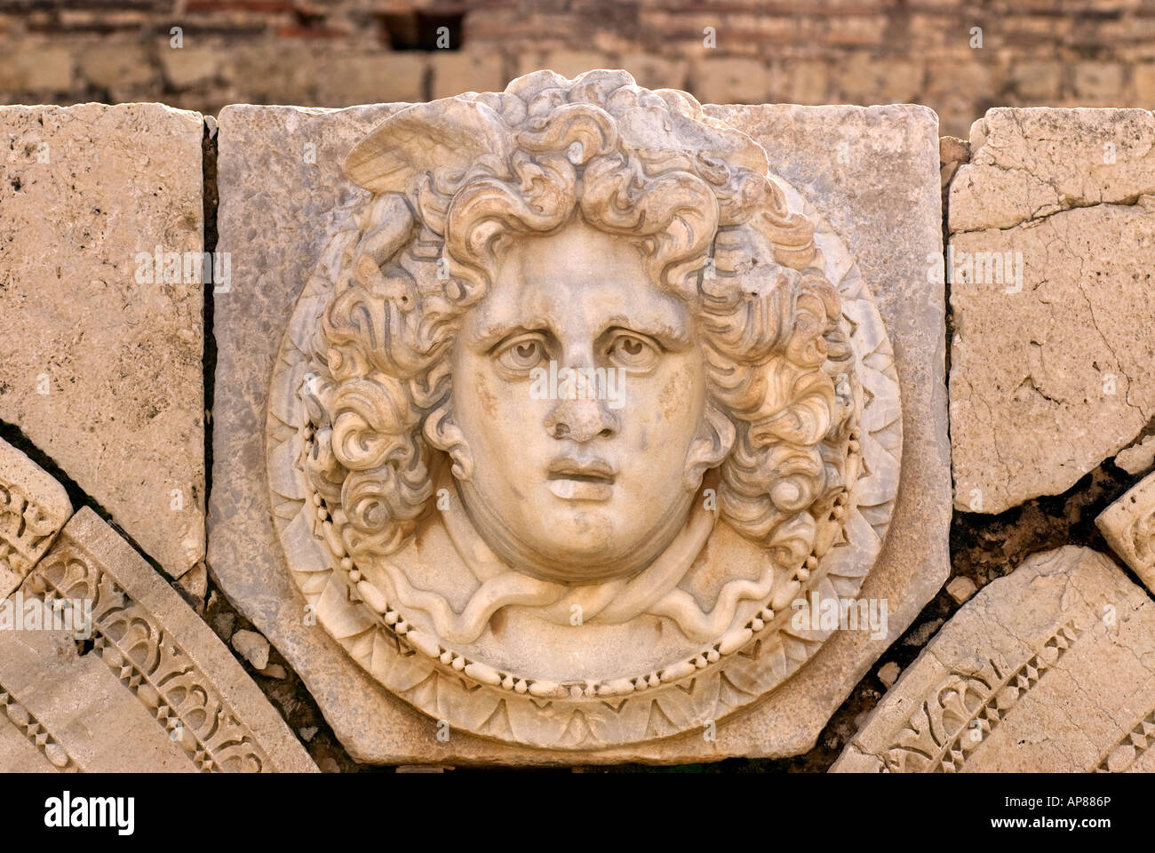 Medusa head Severan Forum Leptis Magna Libya Stock Photo - Alamy