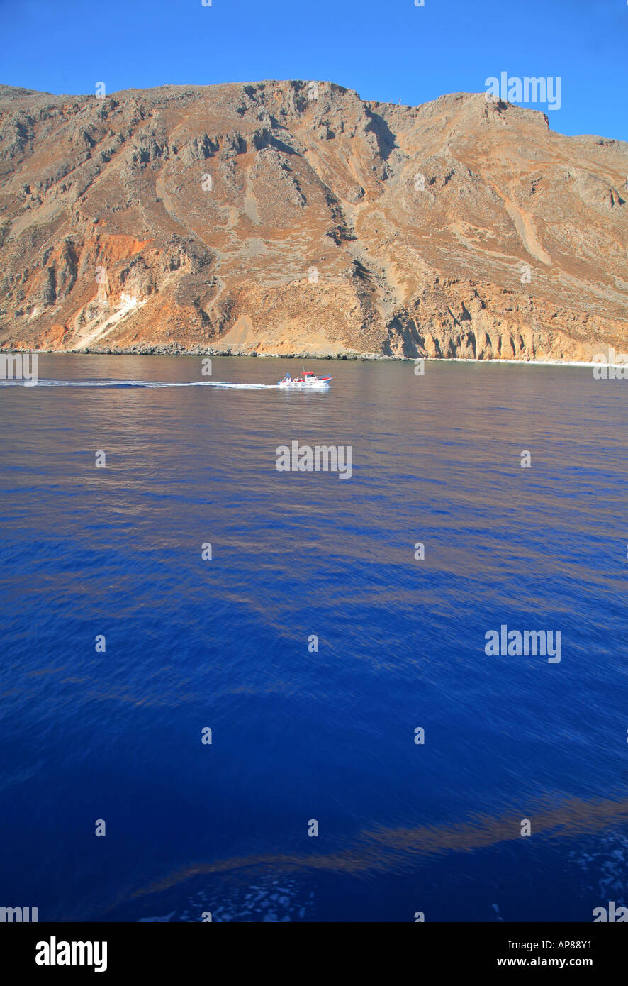 Blue black depths of the Libyan Sea on the coast of South West Crete ...
