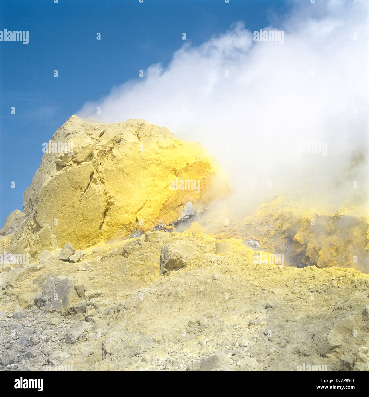 Steam coming out of a volcano, Vulcano Island, Aeolian Islands, Sicily ...