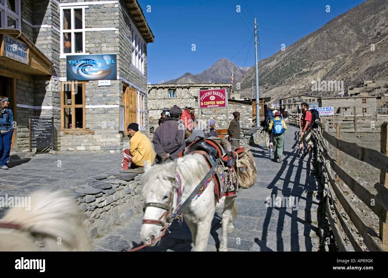 Manang village. Annapurna circuit trek. Nepal Stock Photo, Royalty Free ...