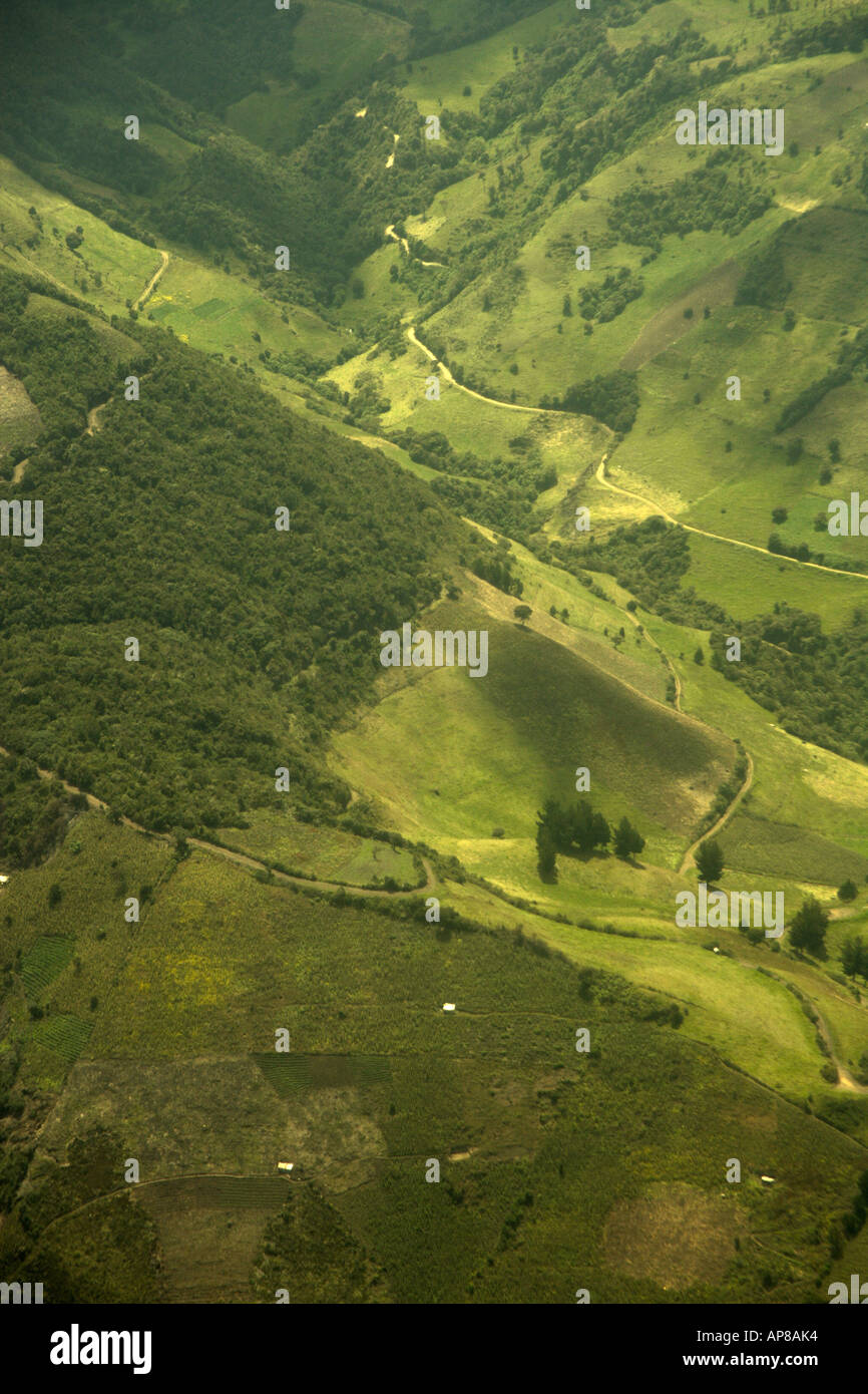 Aerial photograph of landscape over the Andes Ecuador South America ...