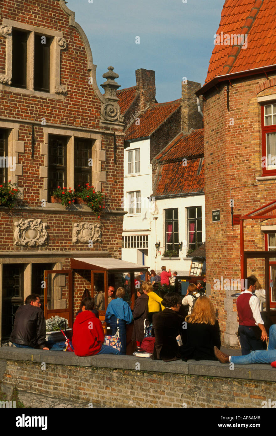 Belgians, Belgian people, tourists, visitors, Huidenvettersplein, city ...