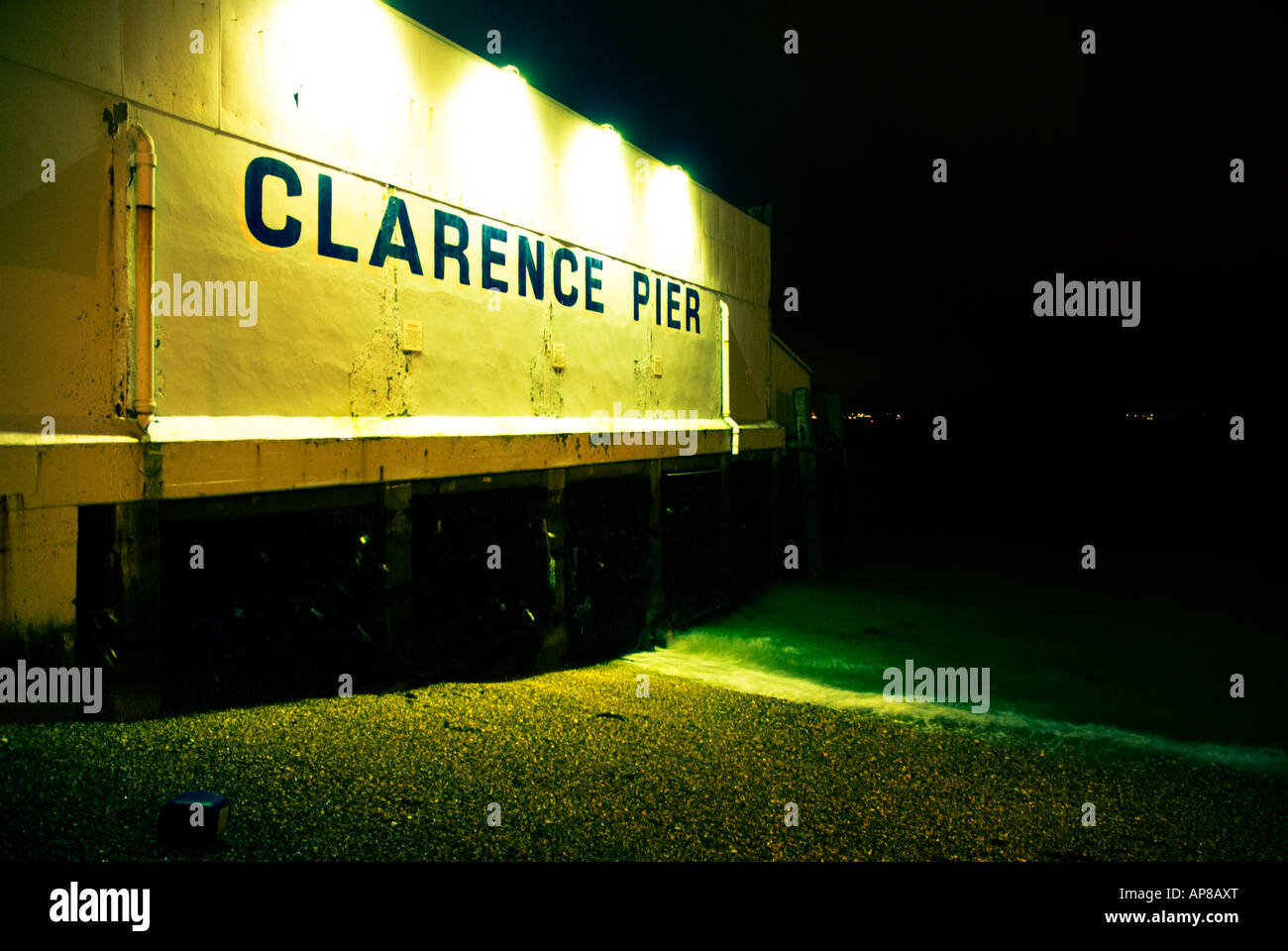 Clarence pier at night Stock Photo - Alamy
