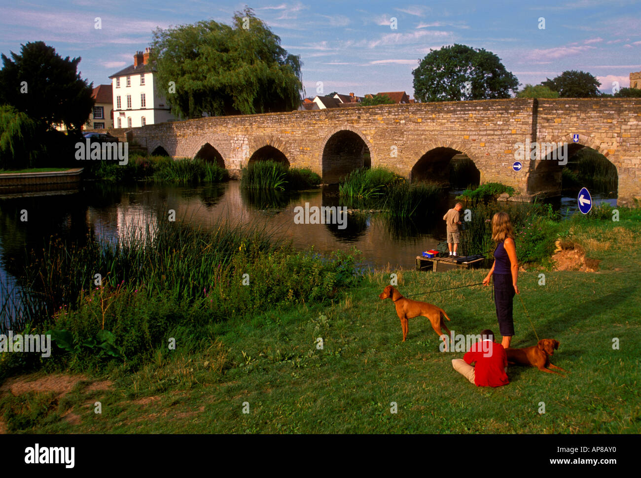 English people, family, fishing, walking dogs, stone bridge, bridge ...