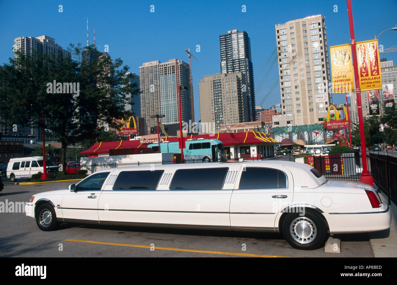 Car in front of fast food restaurant, Chicago, Illinois, USA Stock ...