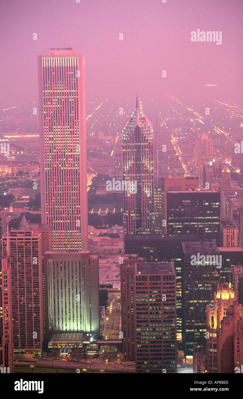 Skyscraper in city viewed from John Hancock Center, Aon Building ...