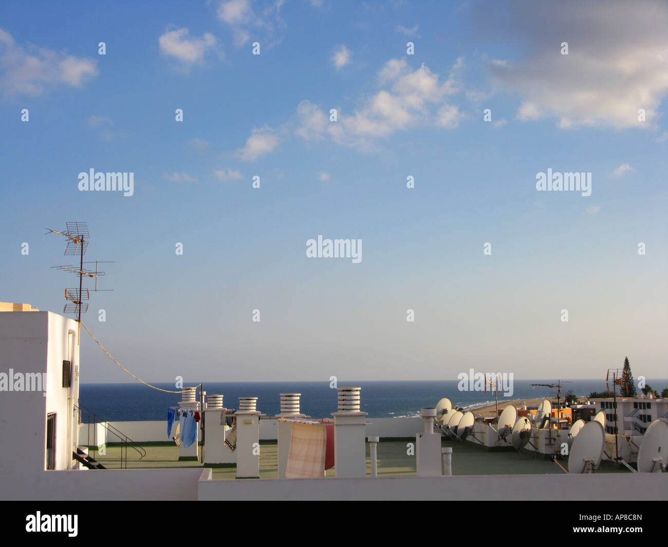 Rooftop with a view over the Atlantic ocean Stock Photo - Alamy