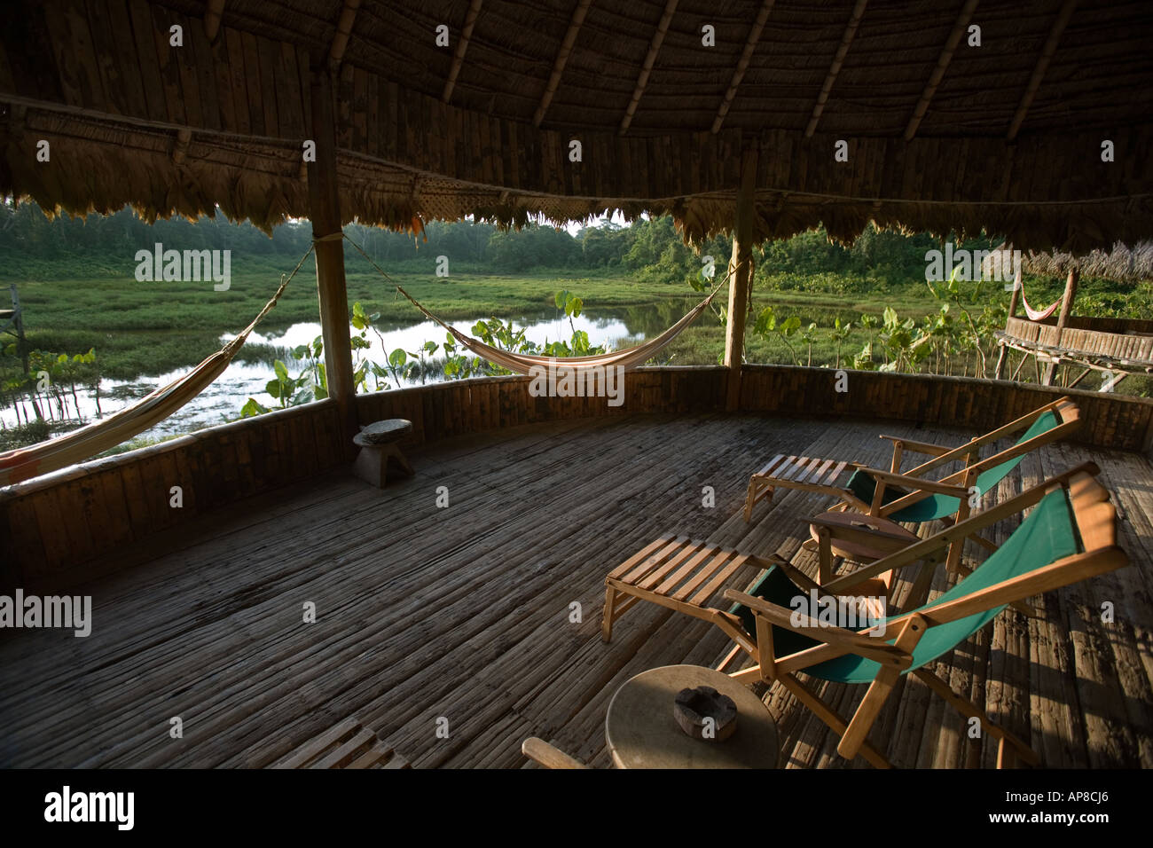 Cabins at the Kapawi Ecolodge off the Pastasa river Ecuador South ...