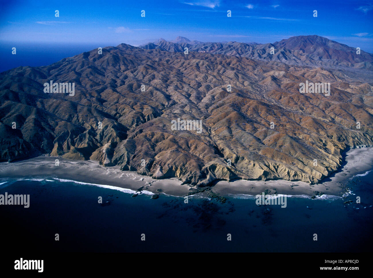 beach, mountain landscape, Magdalena Bay, Baja California Sur State ...
