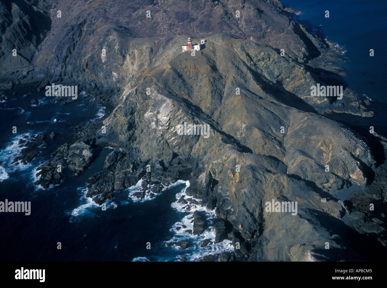 lighthouse, fluted cliff, fluted cliffs, Magdalena Bay, Baja California ...