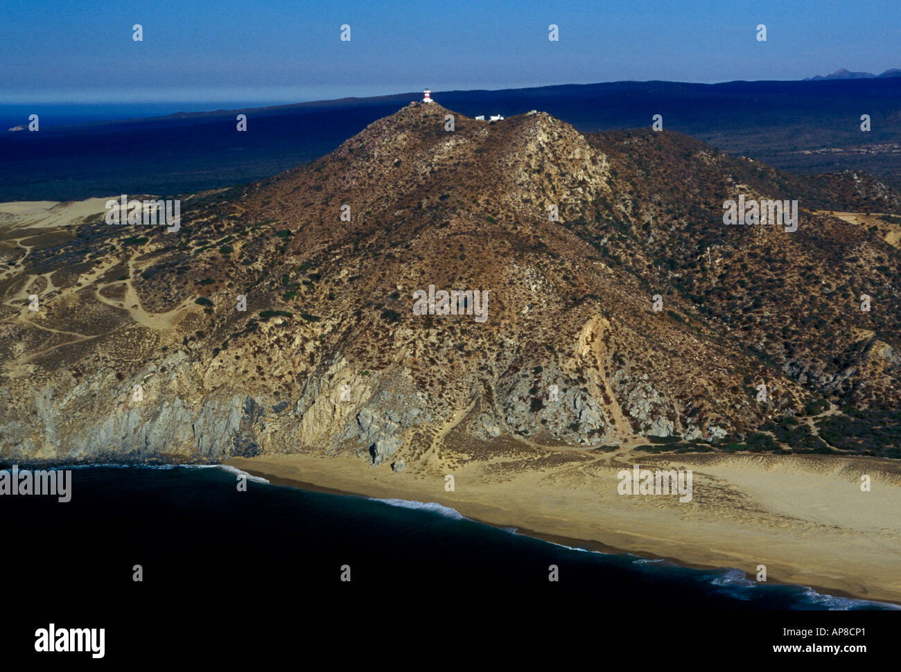 lighthouse, fluted cliff, fluted cliffs, Magdalena Bay, Baja California ...