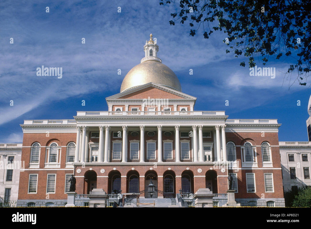 Facade of government building, Boston State House, Boston ...
