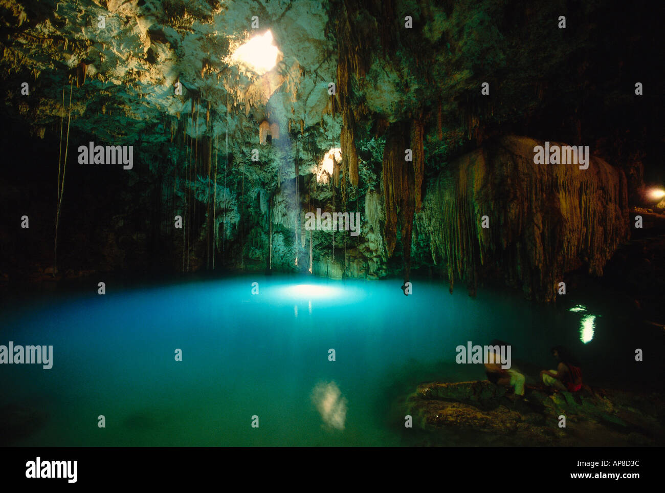 Reflection of trees in water, Cenote X'Keken, Dzitnup, Yucatan, Mexico ...