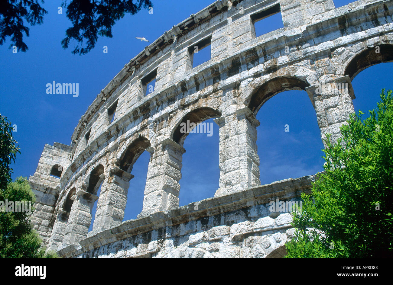 Old ruins of roman amphitheatre, Pula, Istria, Croatia Stock Photo - Alamy
