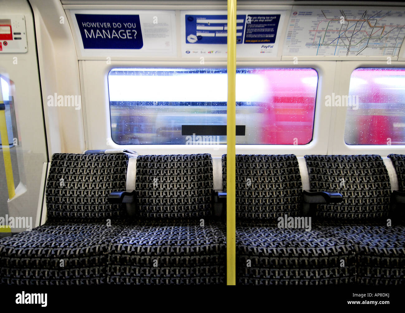 Seats inside the Northern line underground tube station trains London ...