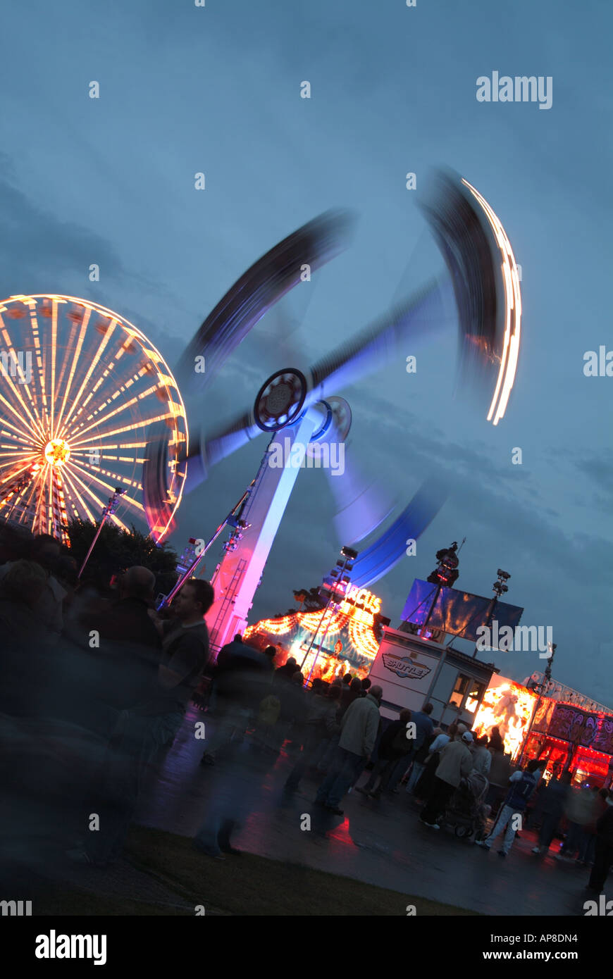 Fairground ride at night, Plymouth Hoe, Devon, UK Stock Photo - Alamy