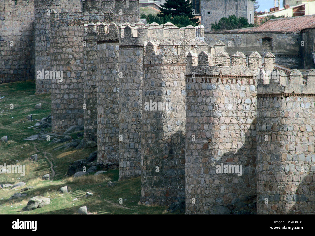 Stone walls of Medieval castle, Avila, Spain, Europe Stock Photo - Alamy